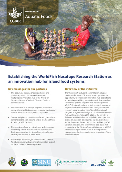 Establishing the WorldFish Nusatupe Research Station as an innovation ...