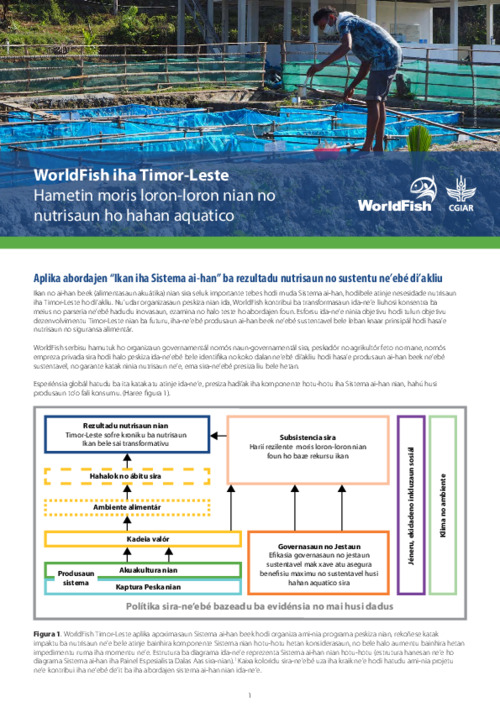 WorldFish in Timor-Leste: Enhancing nutrition and livelihoods with ...